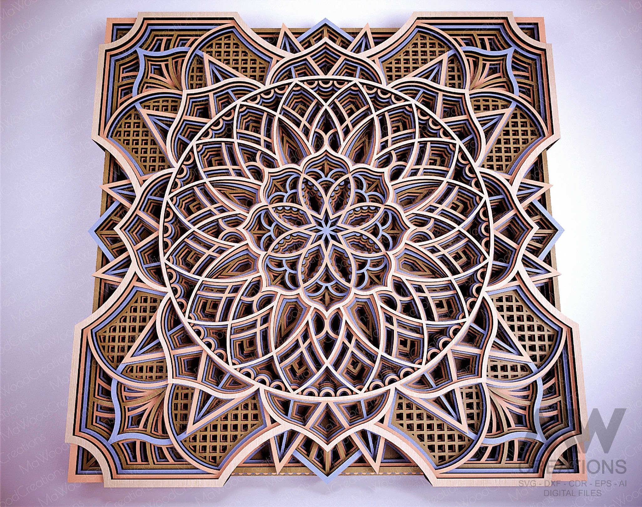 Laser Cut Multilayer Mandala SVG Dxf, 3d Layered Mandala Svg, 3d SVG ...