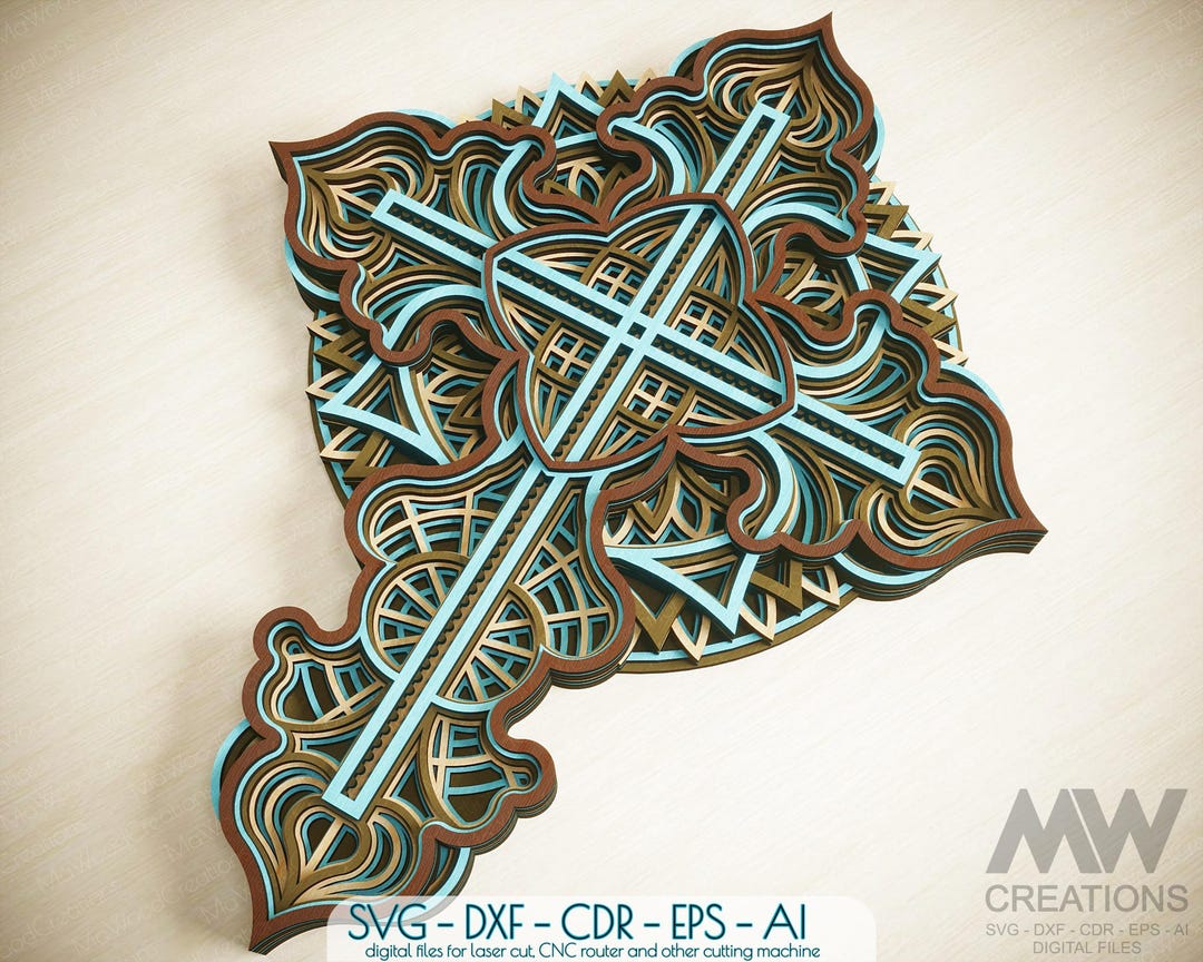 Multilayer Cross Laser Cut SVG, 3d SVG Layered Cross, 6 Layer Cross Svg ...