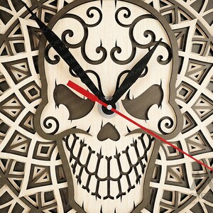 Skull Mandala Clock Svg Dxf, Skull Clock SVG Dxf, Laser Cut Skull ...