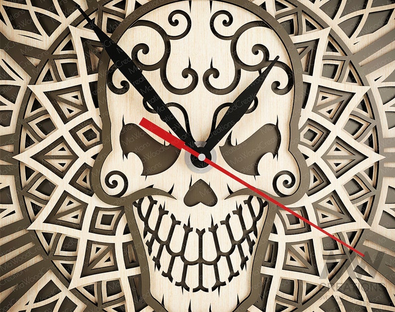 Skull Mandala Clock Svg Dxf Skull Clock SVG Dxf Laser Cut - Etsy
