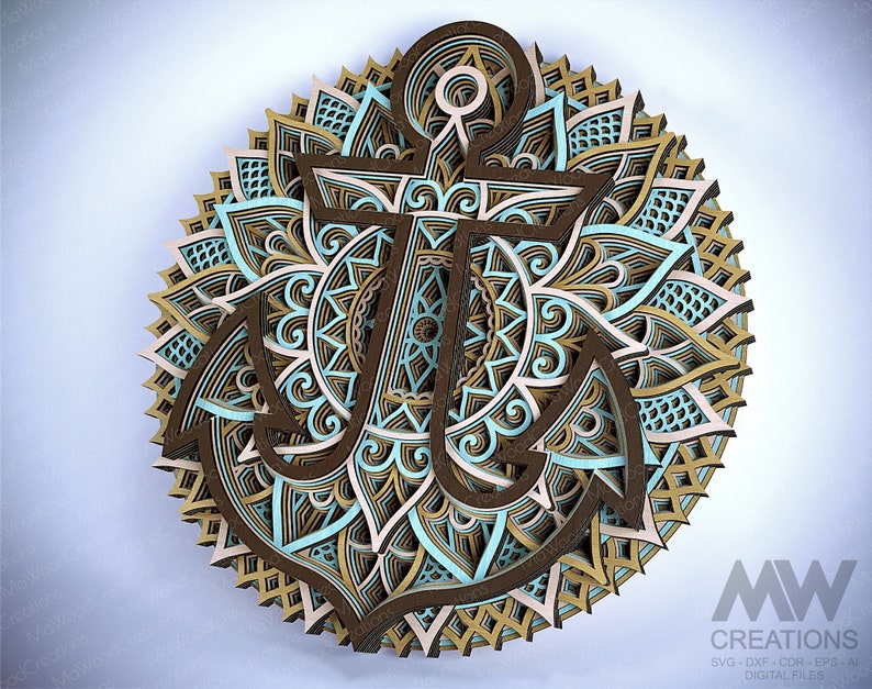 Anchor Multilayer SVG Dxf 3D SVG Anchor Mandala Cricut - Etsy