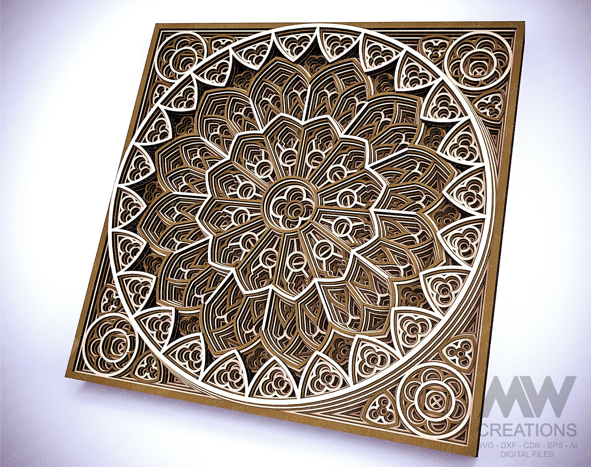 Layered Gothic Rose Window SVG Laser Cut Gothic Rose Mandala - Etsy