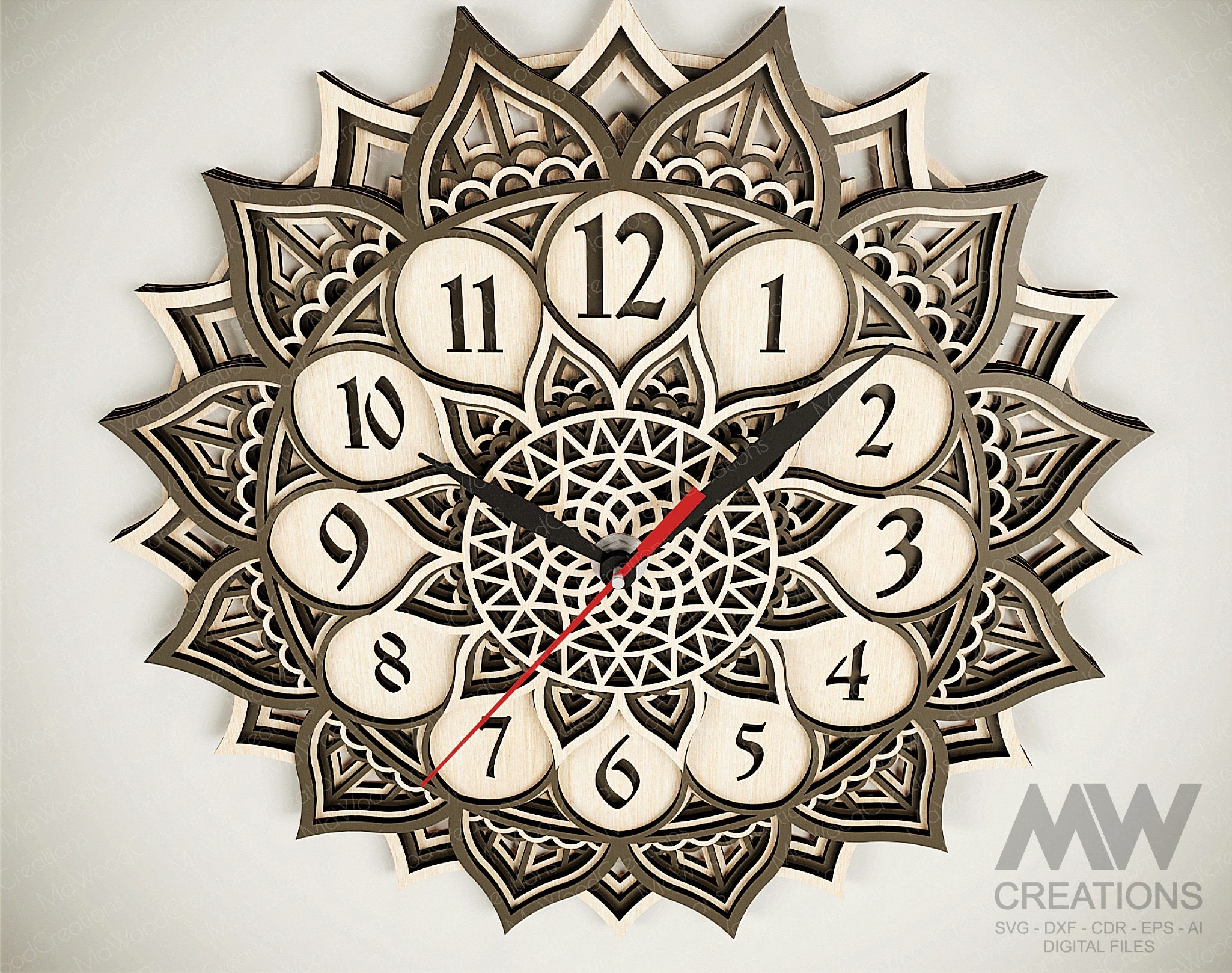 5 Layer Mandala Clock Svg 3d Layer Svg Clock Multi Layer - Etsy Ireland