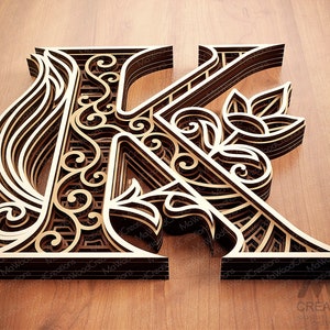 Layered Letter K, Layered Letters SVG, Multi Layer Letters, Letters SVG ...