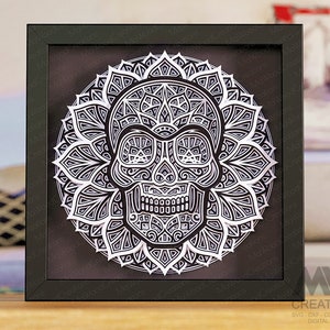 Shadow Box Skull Mandala SVG Dxf, Skull Mandala Svg, Layered Skull Svg ...