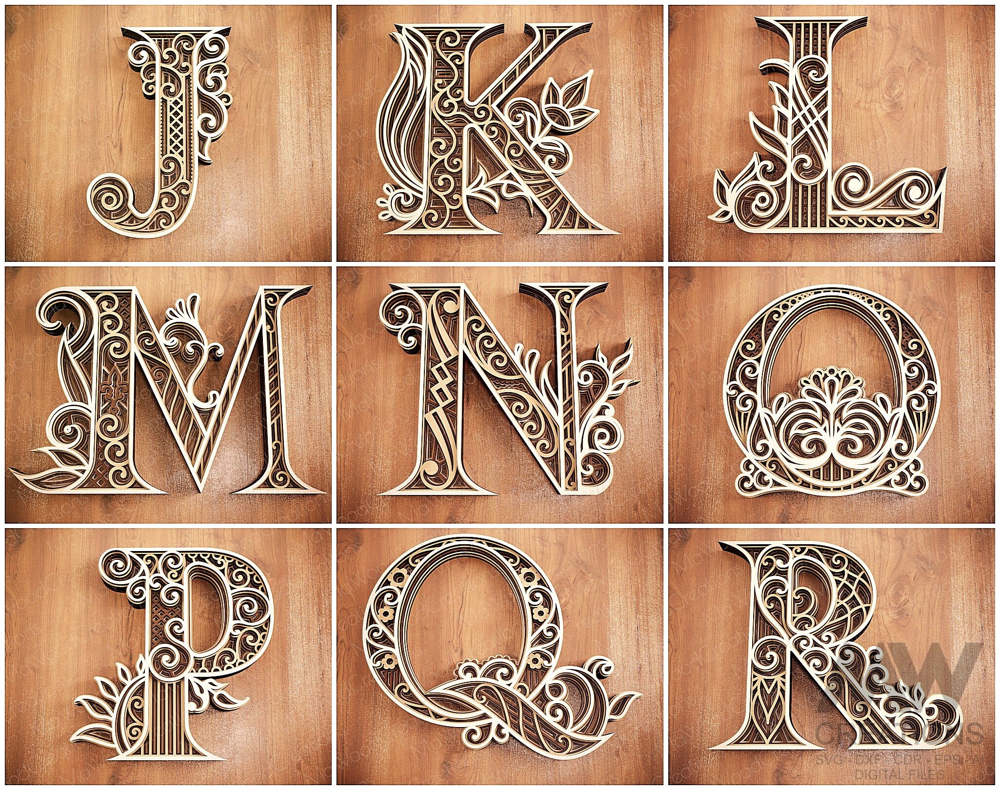 Multilayer Letters Bundle, A-Z Letters SVG Bundle, Laser Cut Letters ...