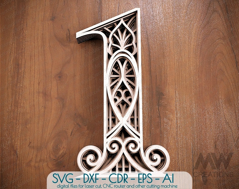 Layered Number 1 Layered Numbers SVG Multilayer Number 1 - Etsy