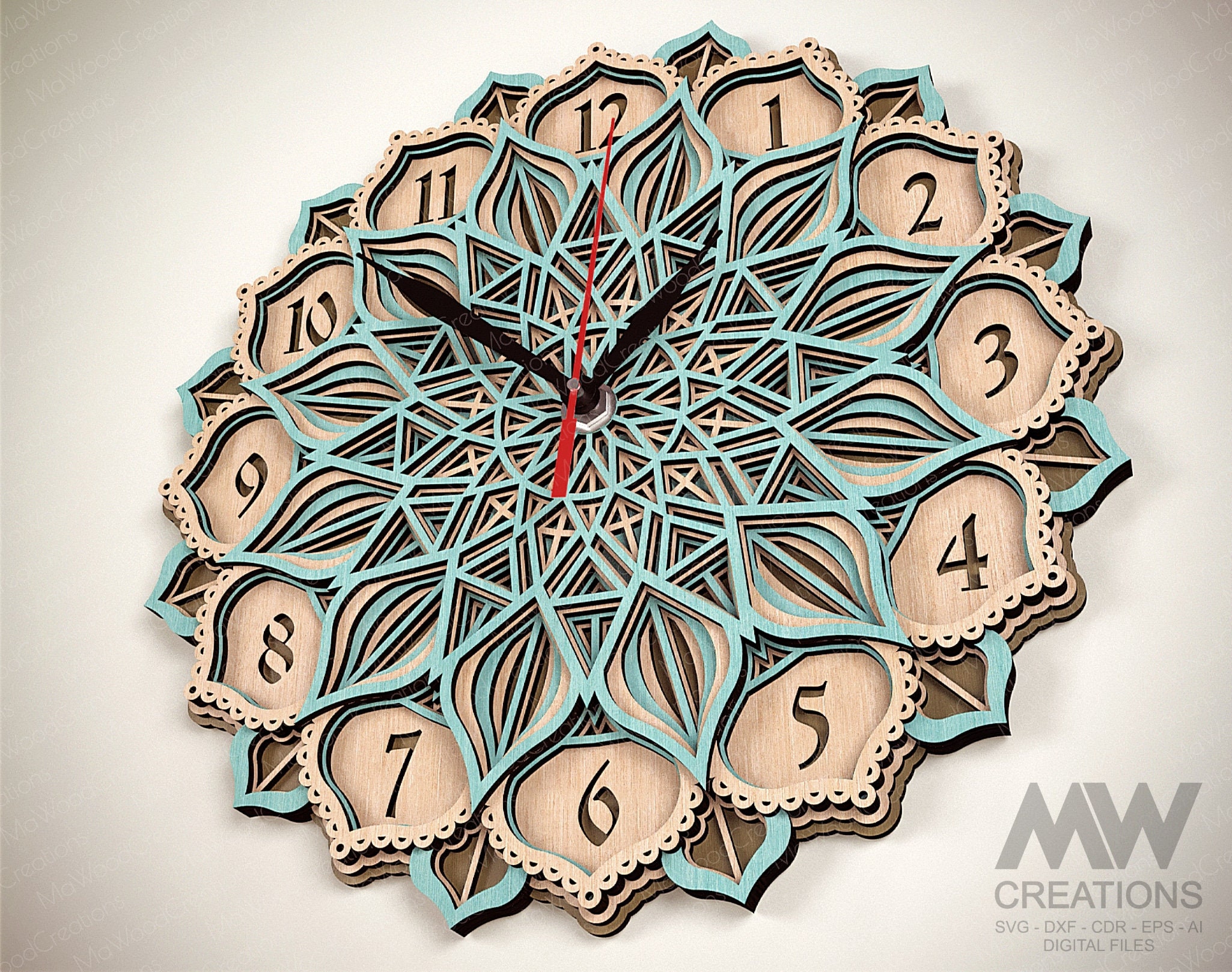 5 Layer Clock Svg Mandala Clock SVG Dxf Laser cut Clock - Etsy México