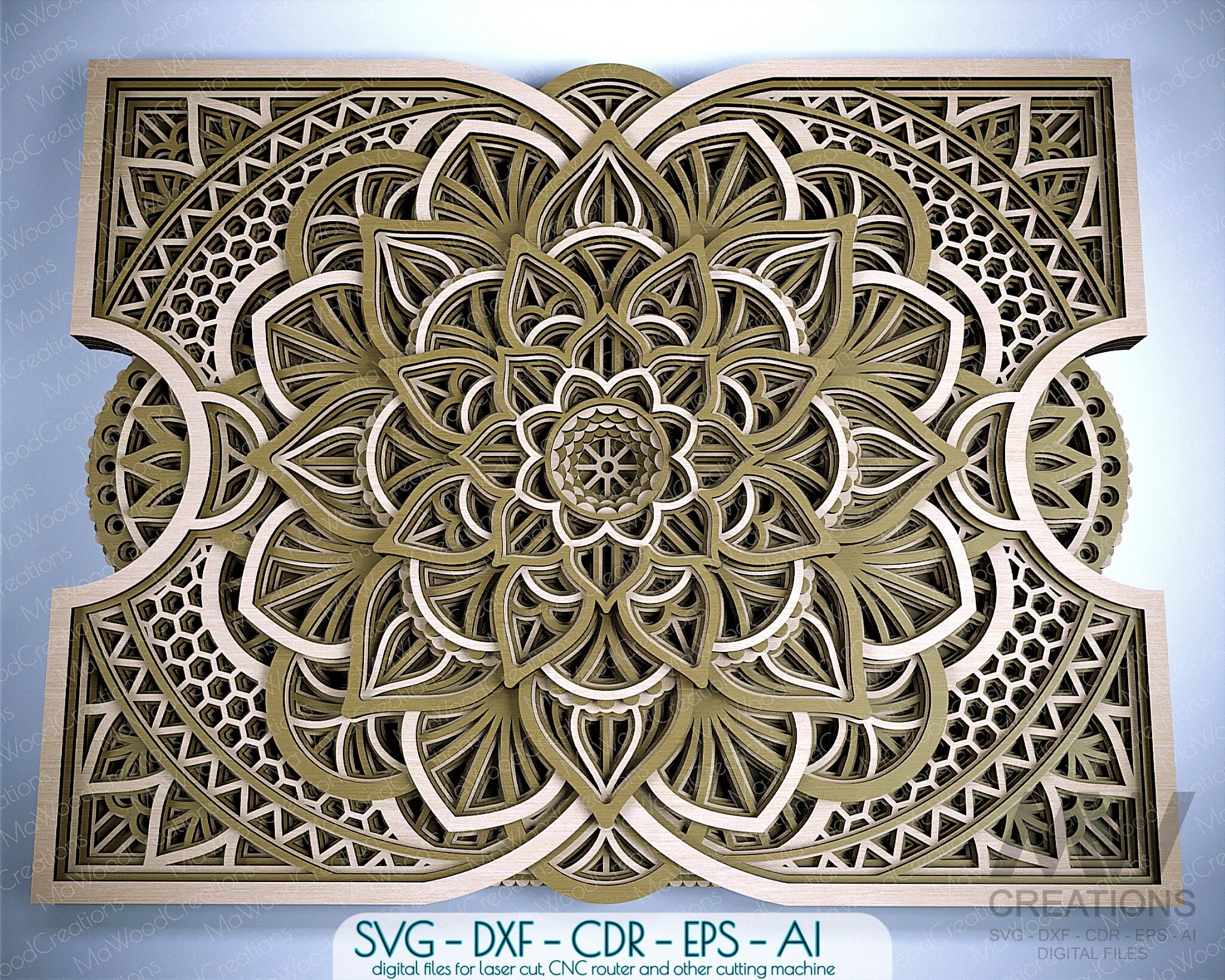 3d SVG Mandala Laser Cut Mandala SVG Dxf Rectangular Mandala - Etsy