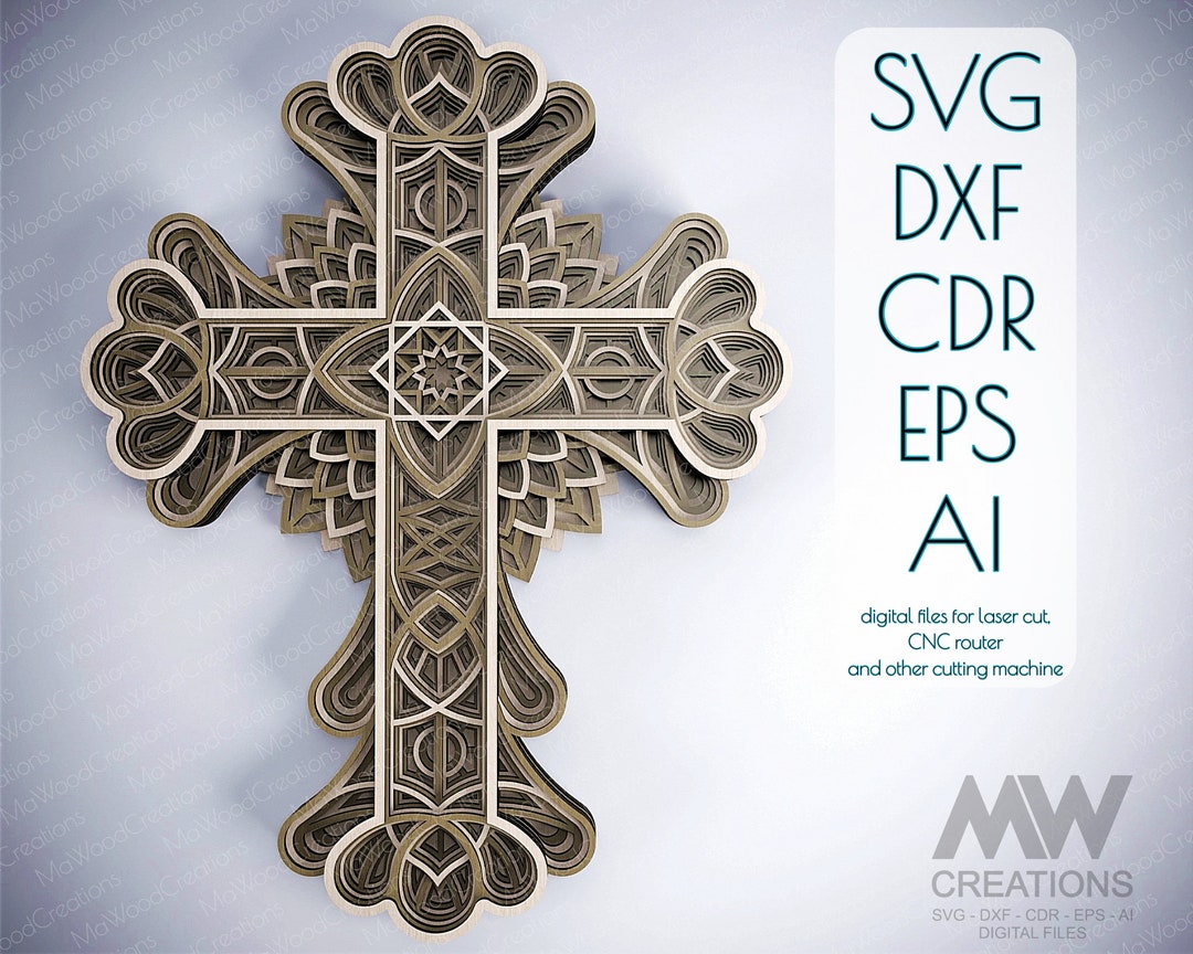 7 Layer 3d SVG Cross, Multi Layer Cross Laser Cut File, 3d Layer Wood ...