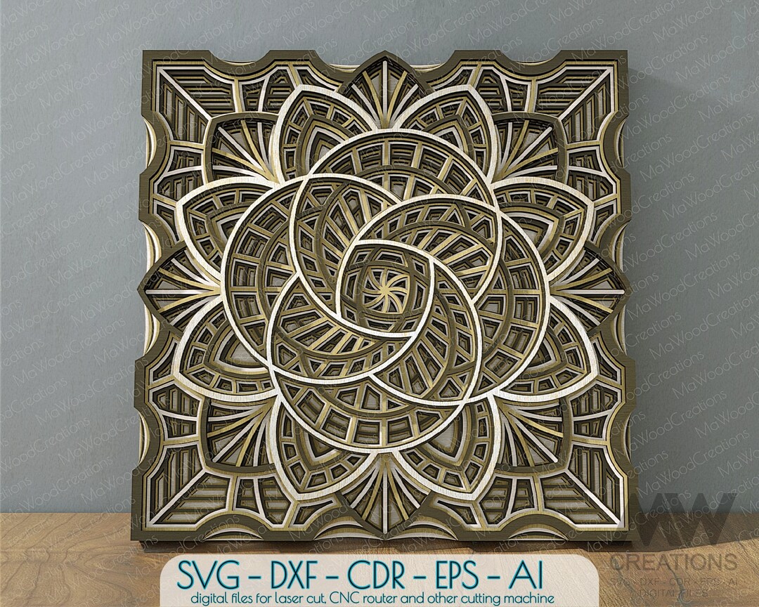Laser Cut Multilayer Mandala SVG File, 3D Layer Mandala SVG, Flower ...
