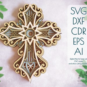 Multilayer Cross SVG Dxf, Cricut Cross Svg, Laser Cut Cross, 3d Layer ...