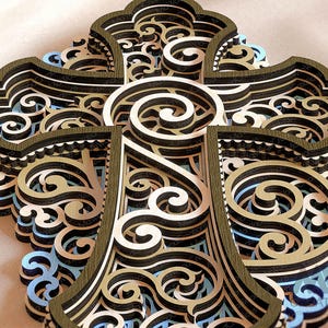 Layered Cross Design for Laser Cutting - Multilayer Cross SVG Dxf - 3D ...