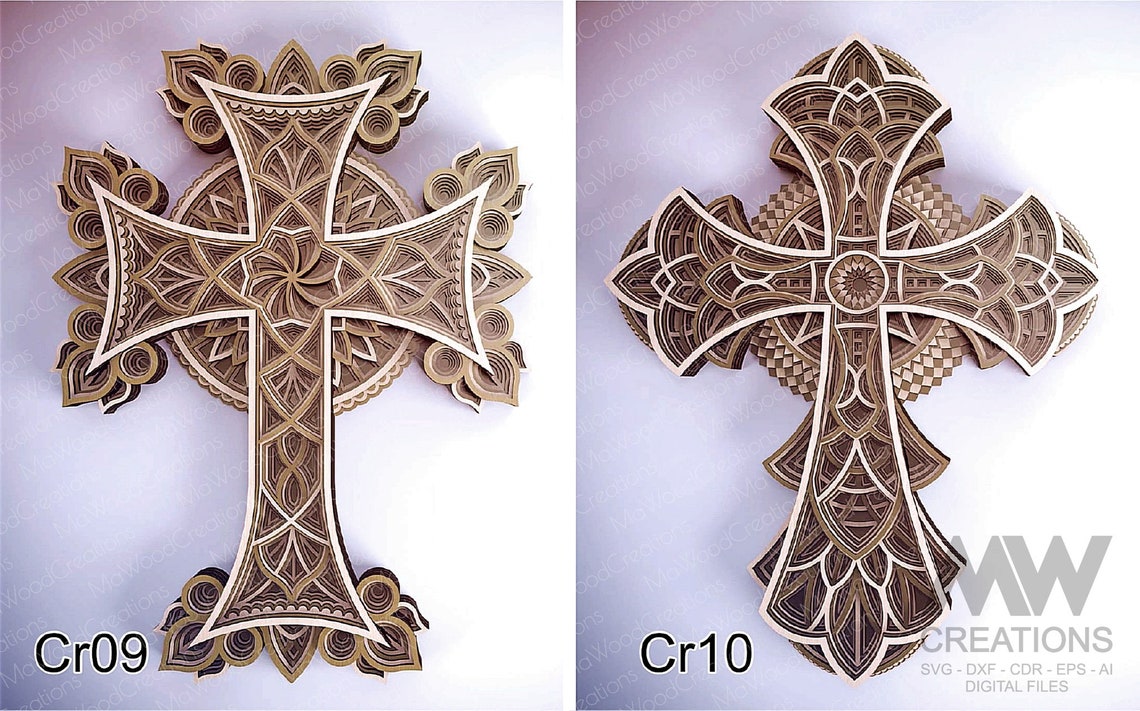 3D SVG Cross Bundle Volume 1, Religious Mandala Cross SVG Dxf, Laser ...