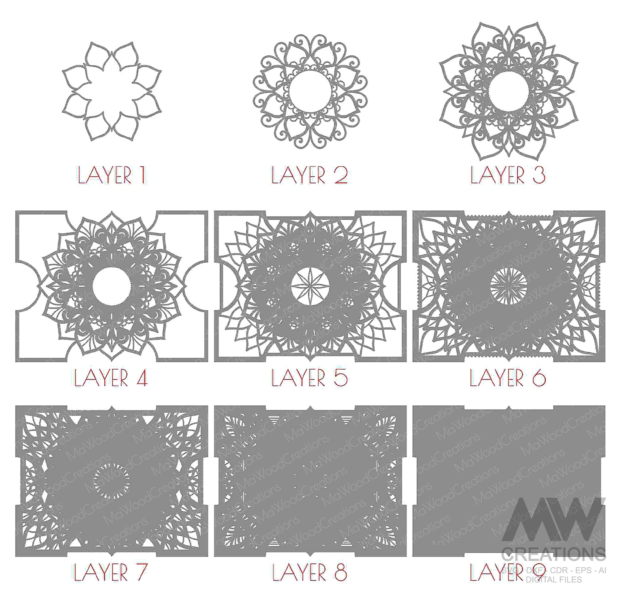 Mandala DXF Laser Cut Pattern Rectangular Mandala SVG Dxf - Etsy