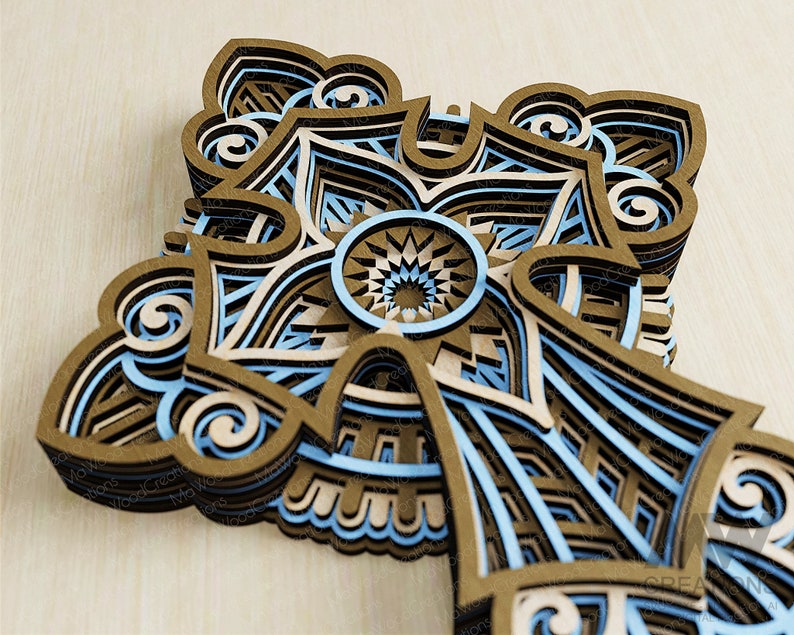 Layered Cross SVG 3D SVG Cross Wood Layered Cross SVG Dxf - Etsy