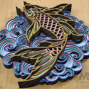 Multilayer Laser Cut Koi Fish Mandala, 3D Koi Fish Svg Cutting File ...