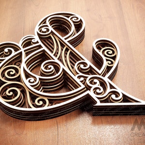 Layered Ampersand Svg Dxf, 3D Letters SVG, Multi Layer Ampersand Svg ...