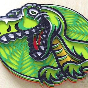 T-rex Layered SVG, 3D Layered Dinosaur SVG Cut File, Multilayered ...