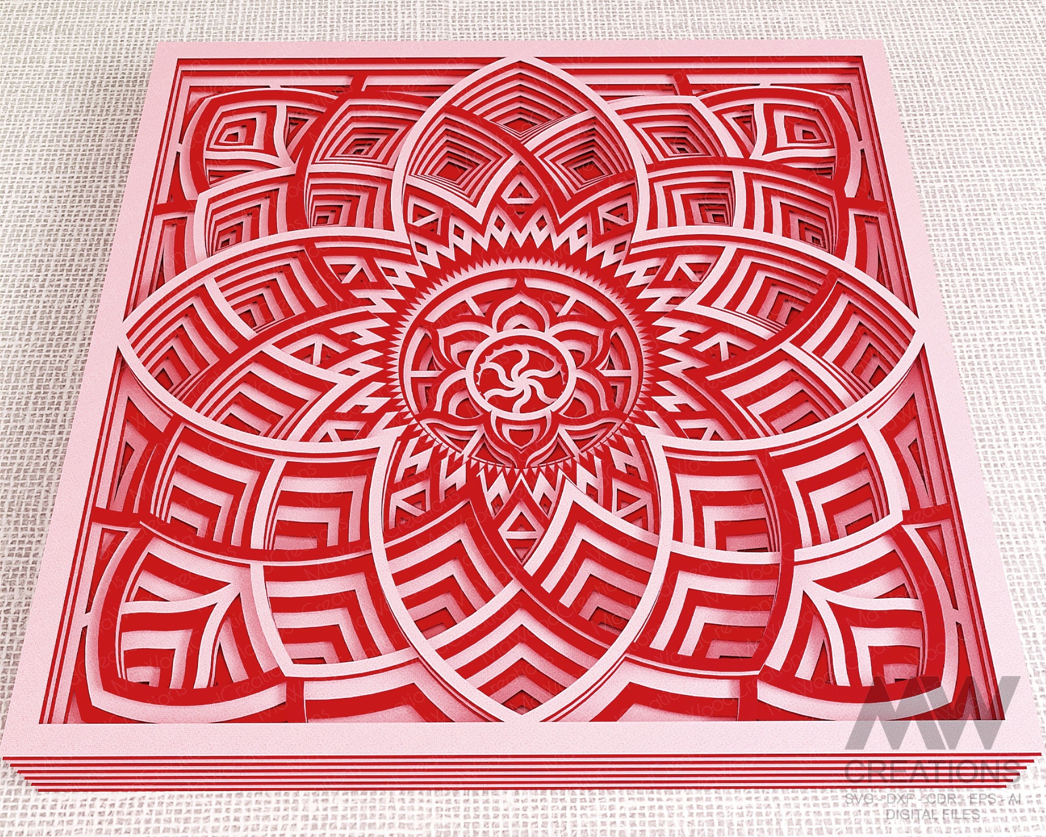 3D Layer Mandala SVG Flower Mandala Paper Cutting Template - Etsy