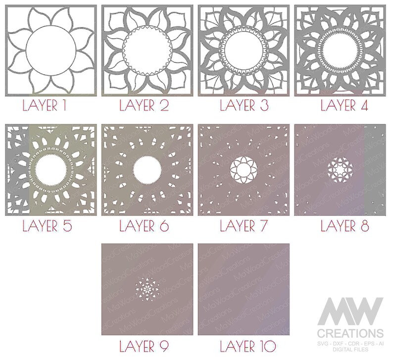 Layered Mandala Svg Shadowbox Svg Mandala Multi-layer - Etsy