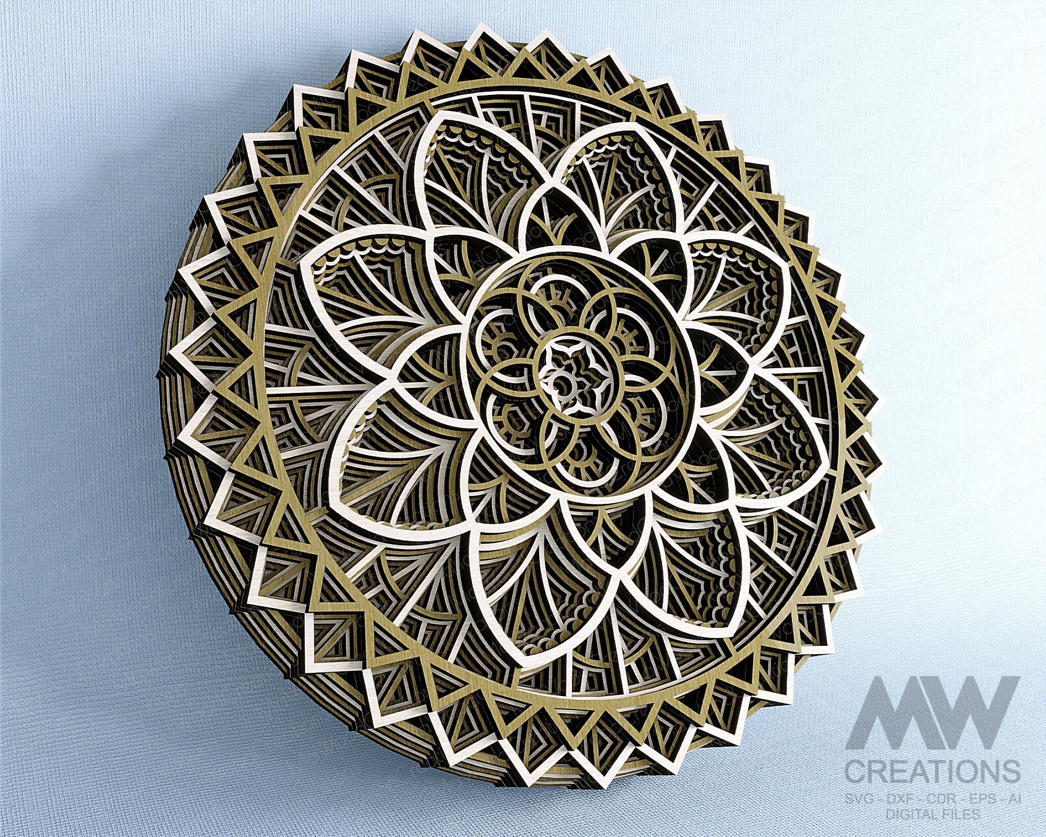 Laser Cut Flower Mandala SVG DXF 3D Layer Mandala SVG Multi - Etsy