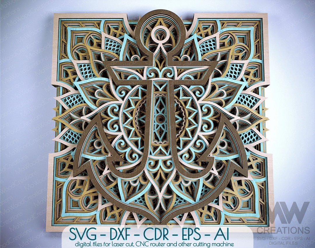 3D SVG Anchor Mandala, Anchor Multilayer SVG Dxf, Cricut Anchor Svg ...