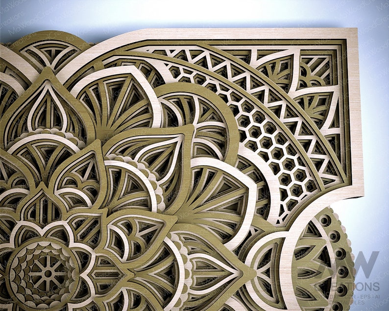 3d SVG Mandala Laser Cut Mandala SVG Dxf Rectangular Mandala - Etsy