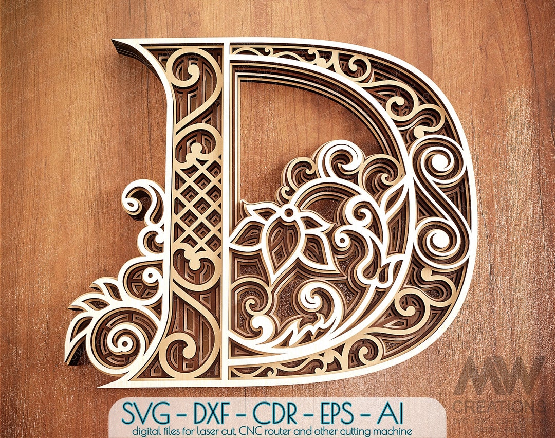 Layered Letter D, Layered Letters SVG, Multi Layer Letters, Letters SVG ...