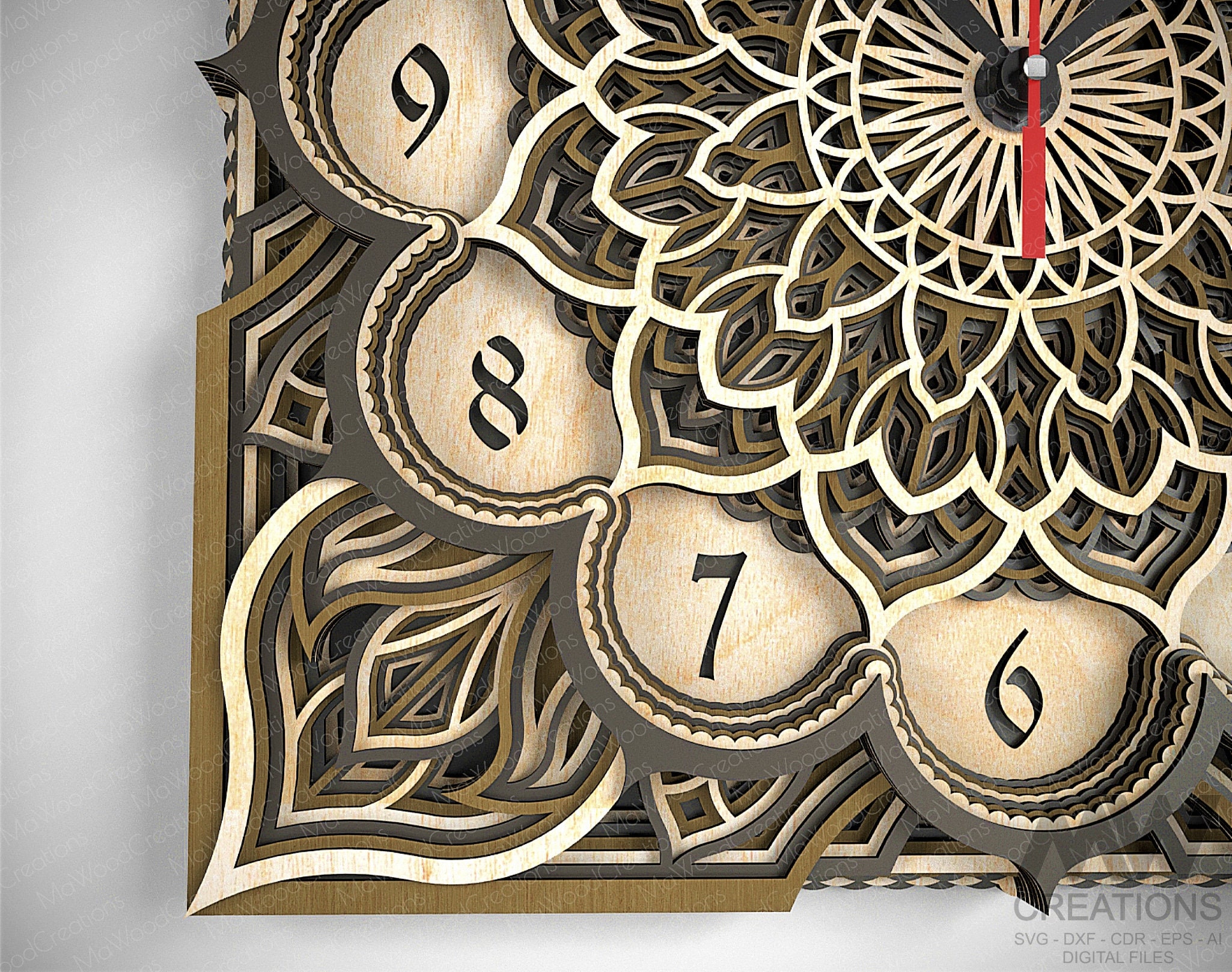 9 Layer Clock Svg, 3d Layer Svg Clock, Laser Cut Multi-layer Clock Cut ...