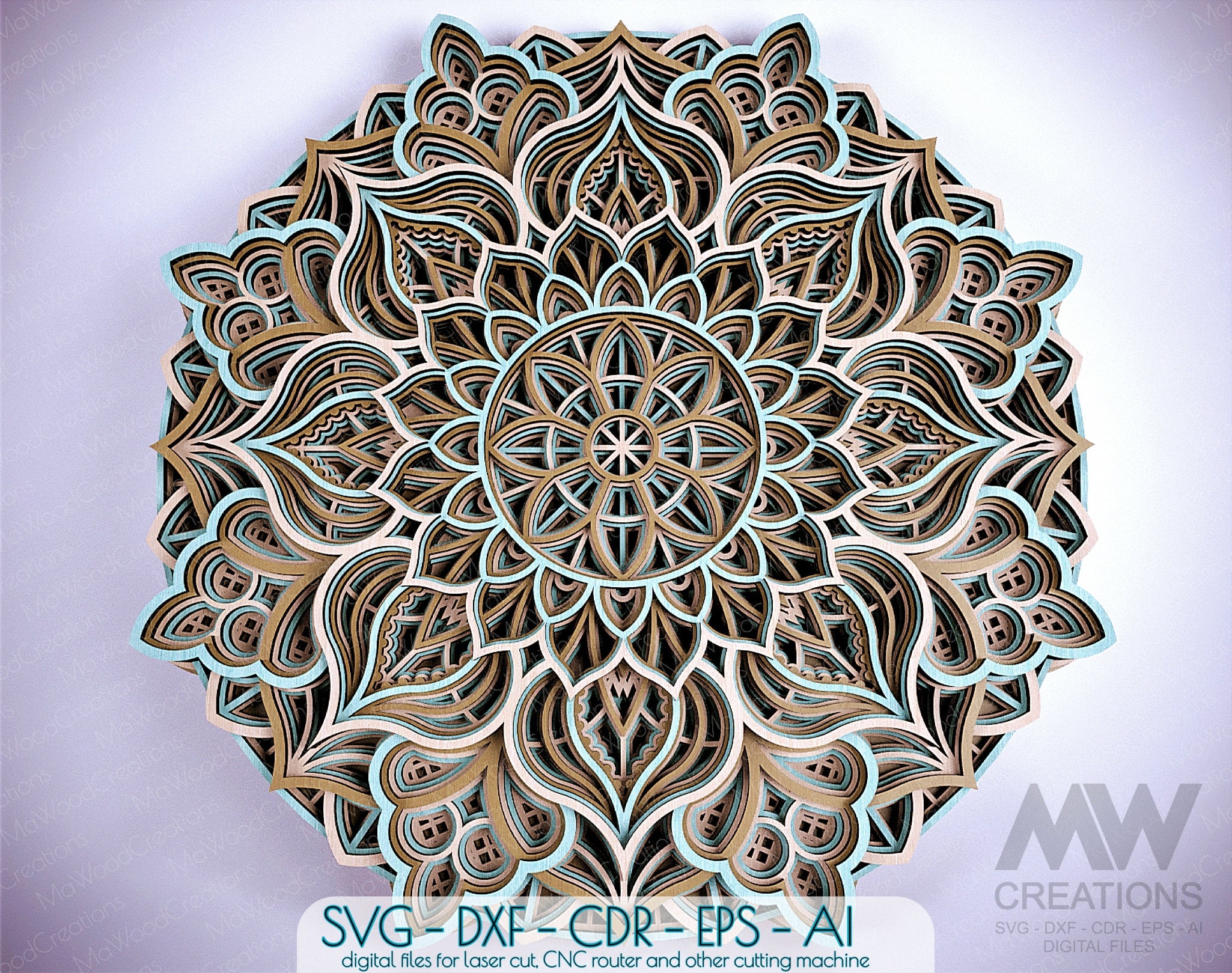 Laser Cut Mandala SVG Dxf Mandala SVG Cutting File - Etsy