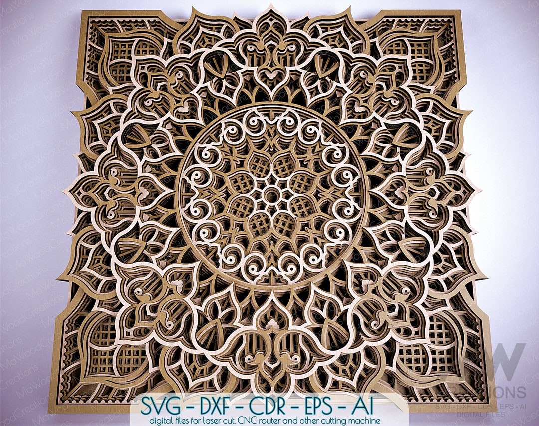 Layered Flower Mandala Cutting File, 3d SVG Mandala, Laser Cut Mandala ...