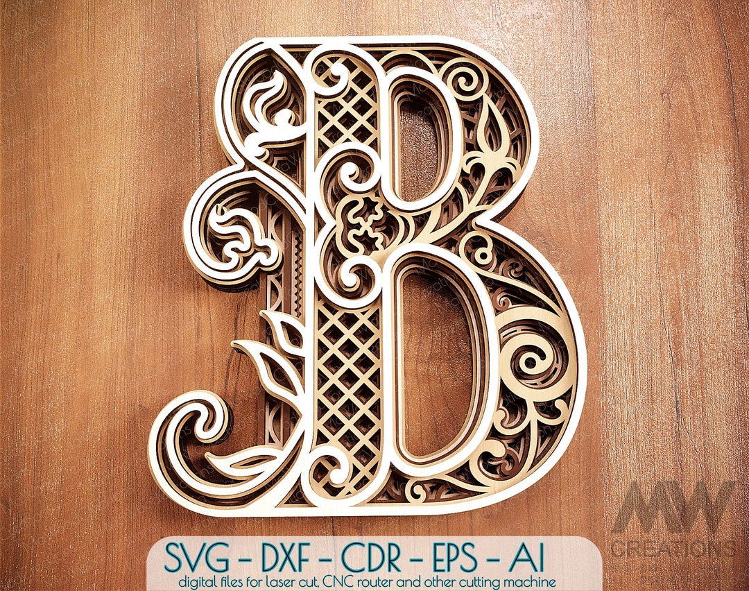 Layered Letter B, Layered Letters SVG, Multi Layer Letters, Letters SVG ...