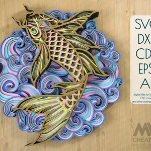Multilayer Laser Cut Koi Fish Mandala, 3D Koi Fish Svg Cutting File ...