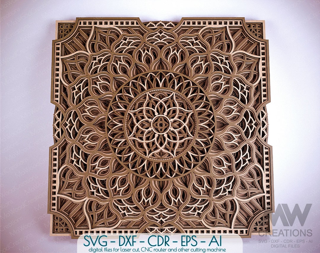 3D Layer Mandala SVG, Laser Cut Multi Layer Mandala DXF, Flower Mandala ...