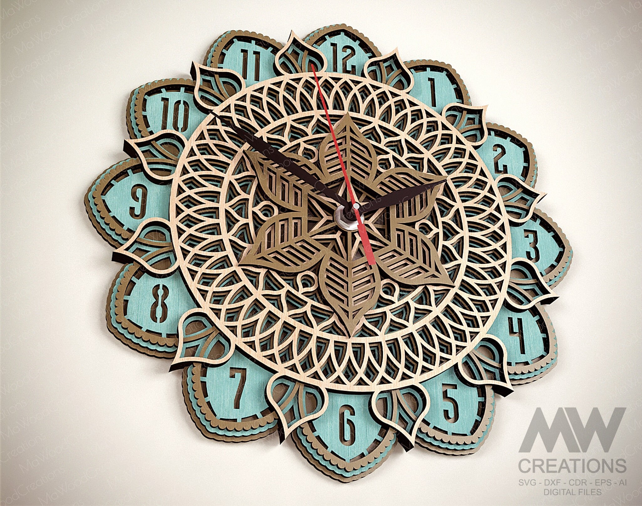5 Layer Mandala Clock Svg 3d Layer Svg Clock Multi Layer - Etsy Canada