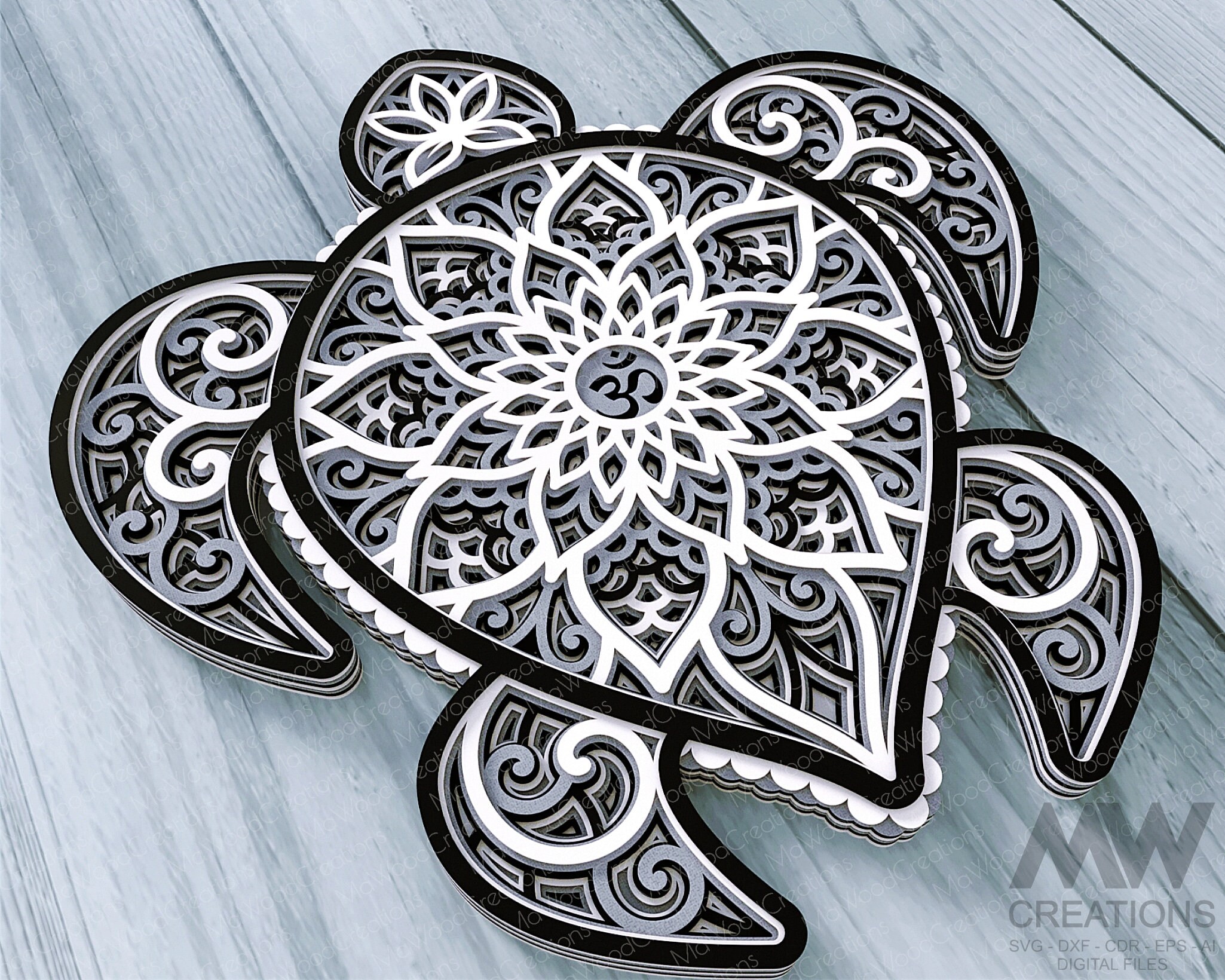 3d Turtle Mandala SVG Dxf 3D Turtle Svg Multi-layer Turtle - Etsy UK