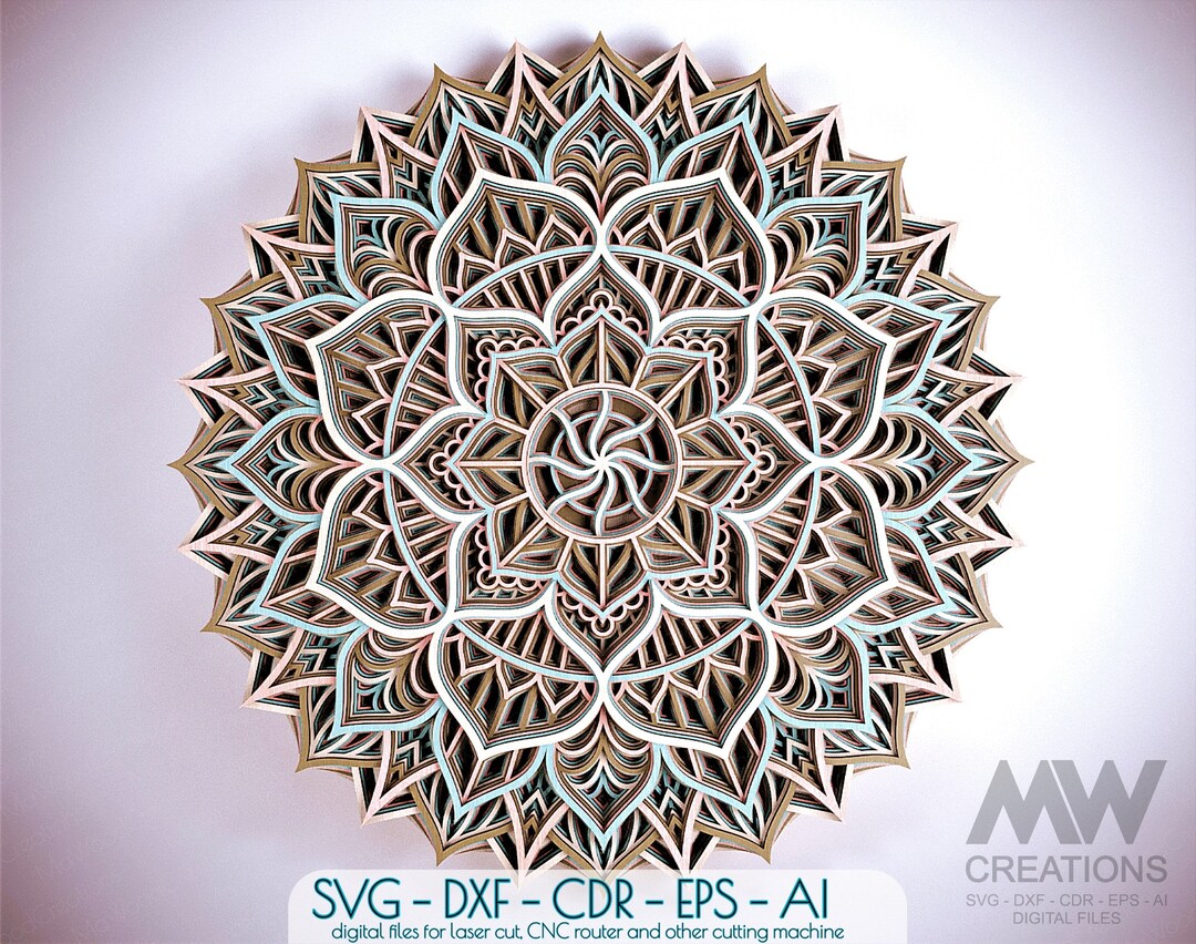 3D SVG Mandala, Multi Layer Mandala SVG Dxf, Cricut Circular Mandala ...