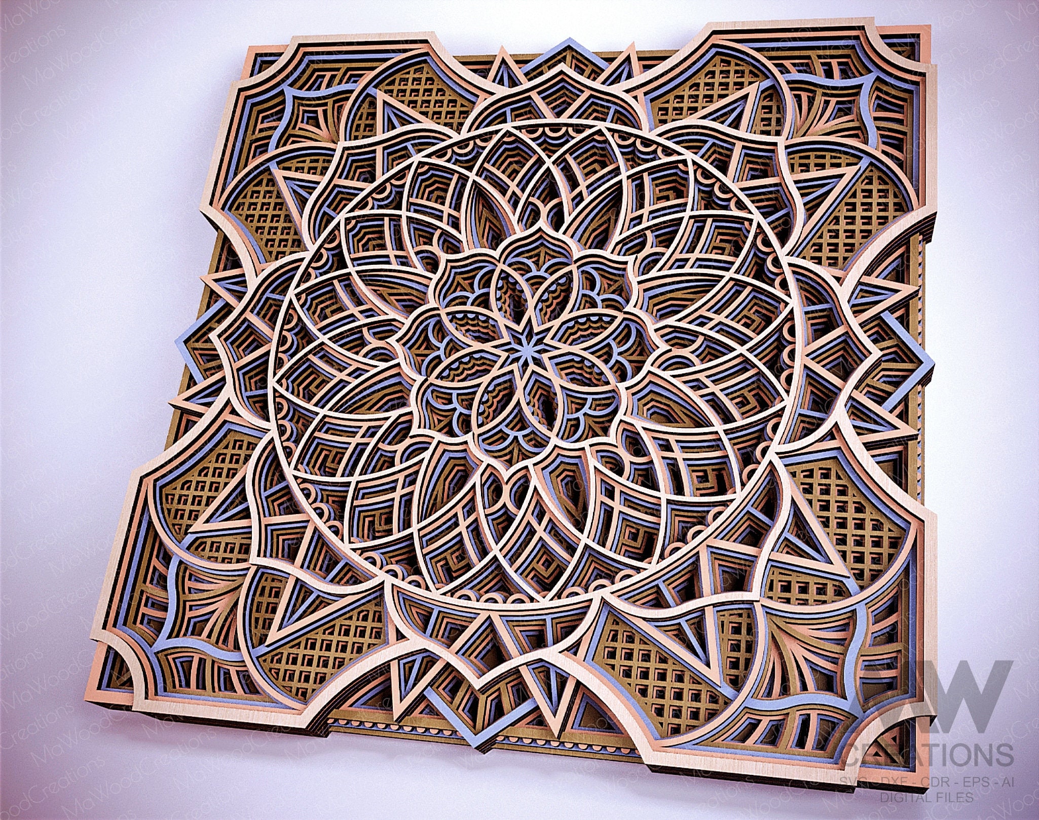 Laser Cut Multilayer Mandala SVG Dxf, 3d Layered Mandala Svg, 3d SVG ...
