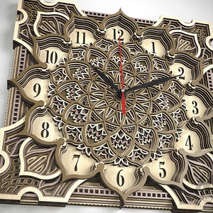 Laser Cut Multi-layer Clock Svg Dxf, Mandala Clock Svg, 3d Svg Clock ...