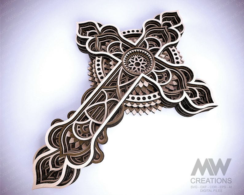 3D Layer Cross Svg Mandala Cross SVG for Cricut Glowforge - Etsy
