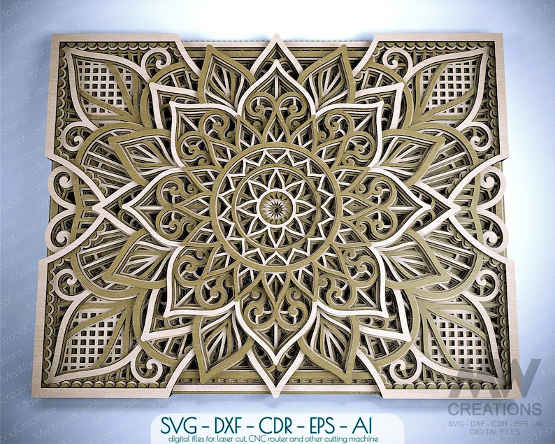 Rectangular Layered Mandala SVG Multilayer Laser Cut DXF - Etsy