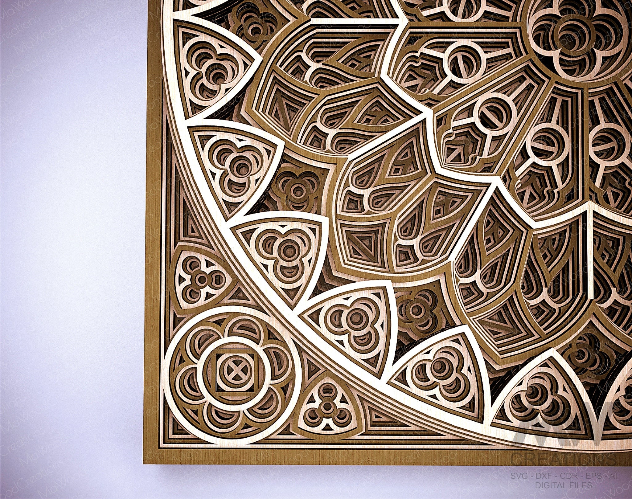 Layered Gothic Rose Window SVG Laser Cut Gothic Rose Mandala - Etsy