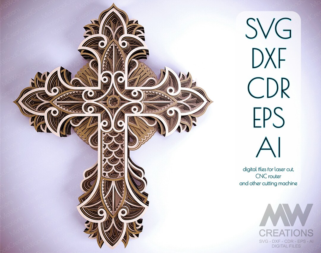 Laser Cut Cross Svg Dxf, Religious Cross SVG, Multilayer Cross, 3D SVG ...