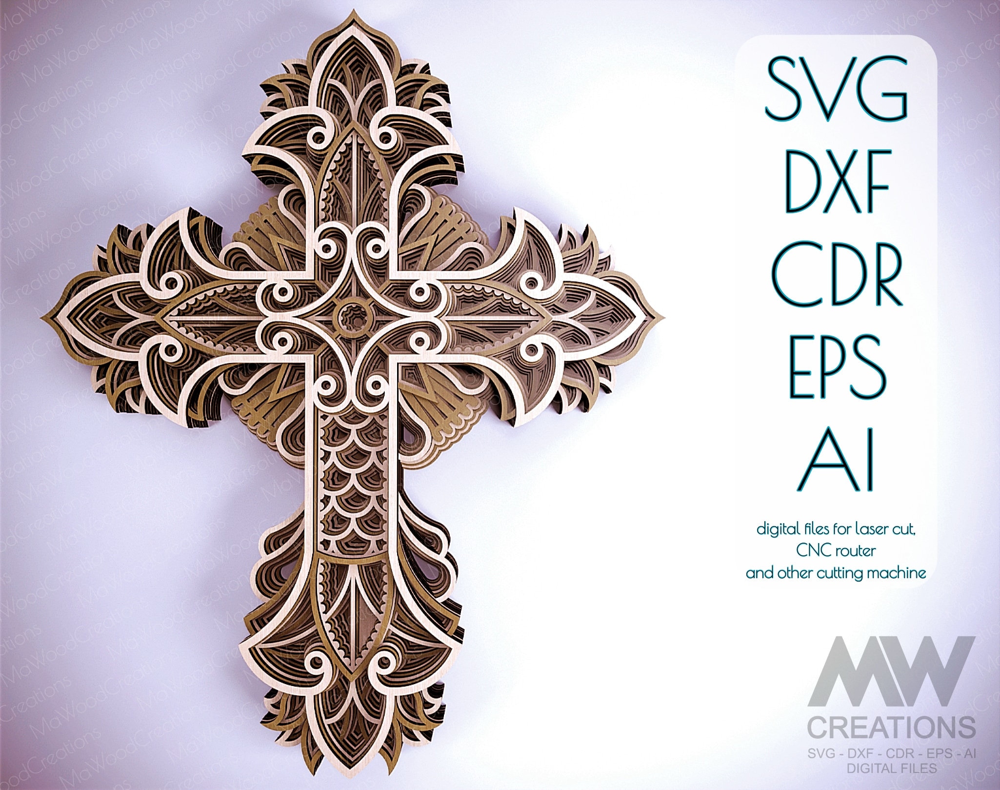 Laser Cut Cross Svg Dxf Religious Cross SVG Multilayer - Etsy Canada