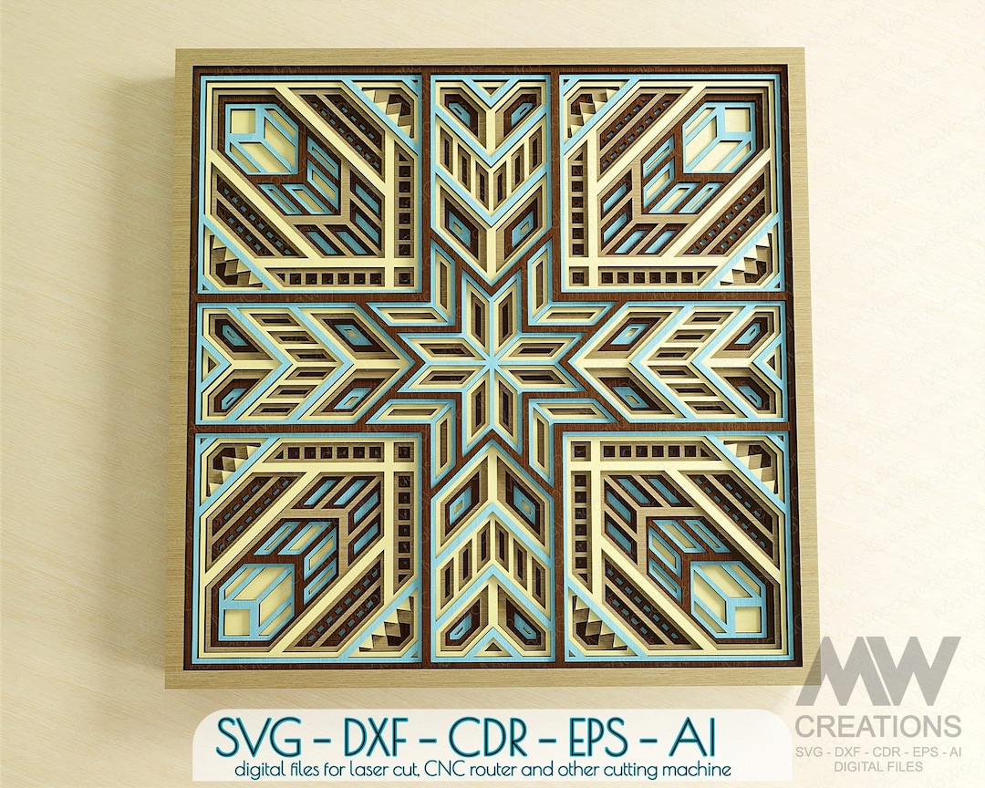 Laser Cut Geometry Mandala SVG Dxf, Multilayer Mandala Svg, 3d Svg ...