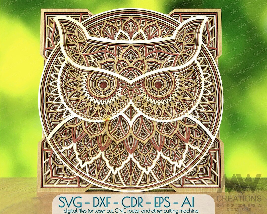 Multi Layer Owl Mandala SVG Dxf, Layered Owl Mandala Layered Svg ...