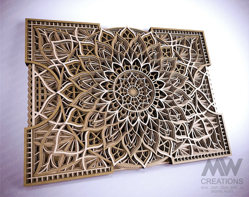 Rectangular Mandala SVG Dxf Flower SVG Mandala 3d SVG - Etsy