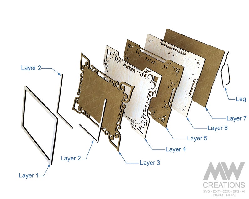 Laser Cut Frame Svg Dxf, Multi-layer Frame, 4x6 Picture Frame Svg ...