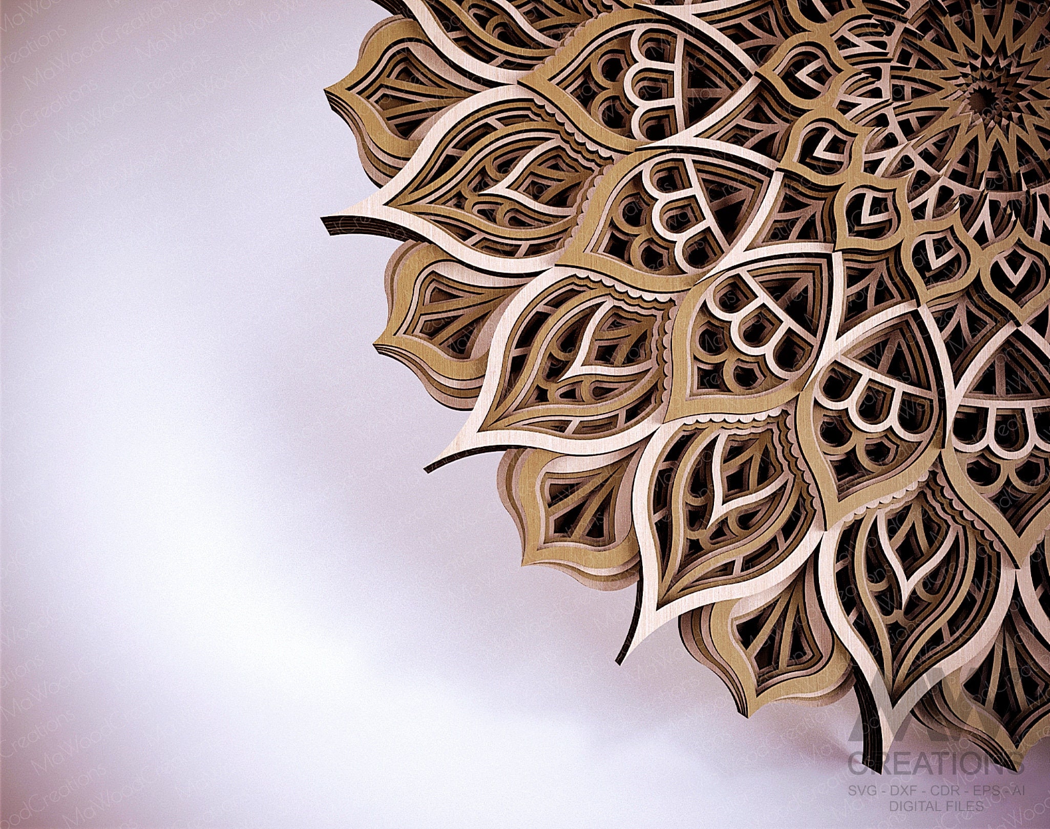 3D Layer Mandala SVG Laser Cut Multi Layer Mandala DXF - Etsy